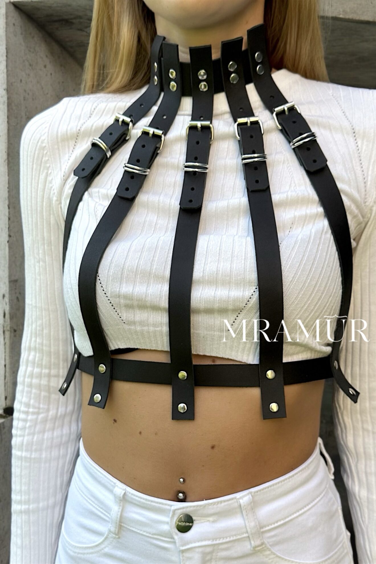Leather chest harness “cage” – Women harnesses made of genuine and ...